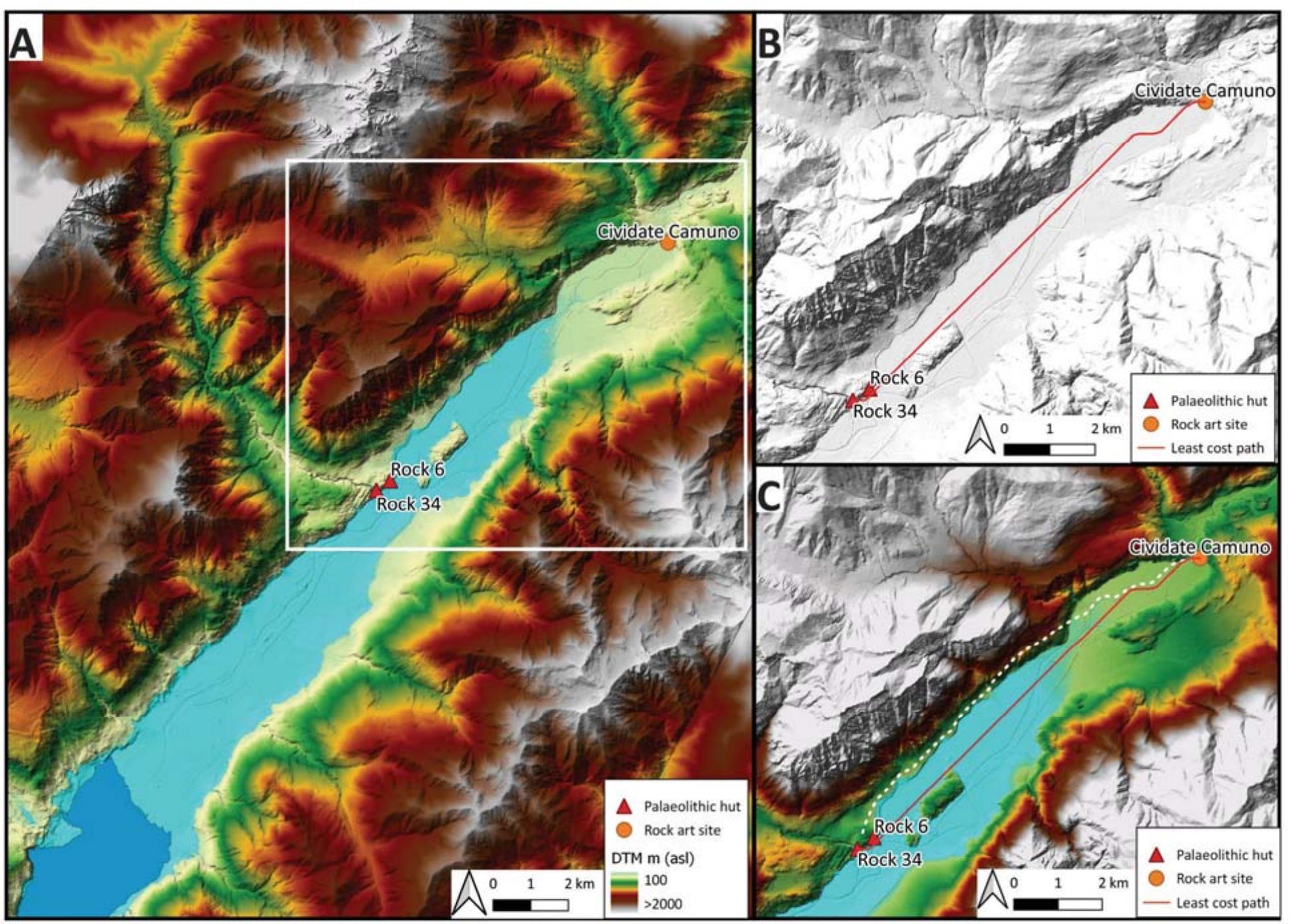 - (a) digital terrain model of the lower sector of