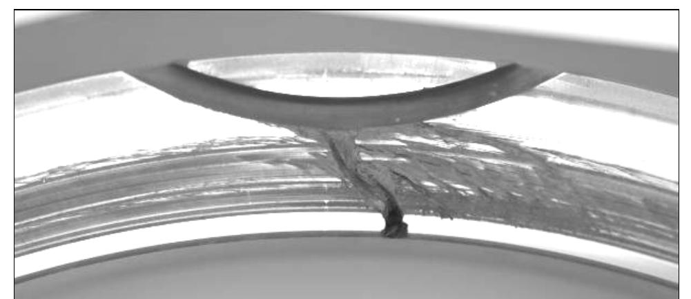 Developed radial flow channel with erosion in