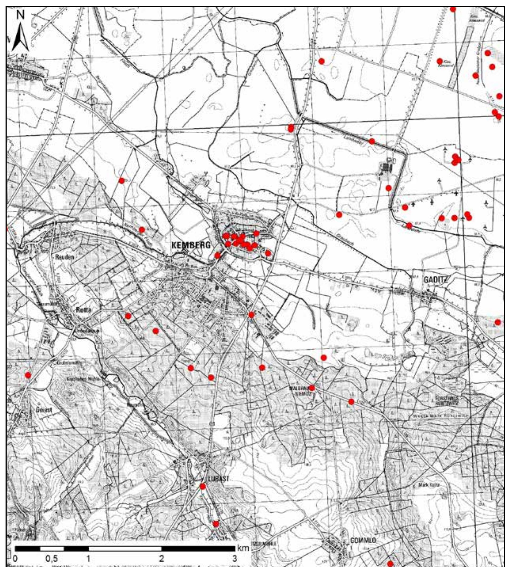 Topographical map of the archaeological sites in the