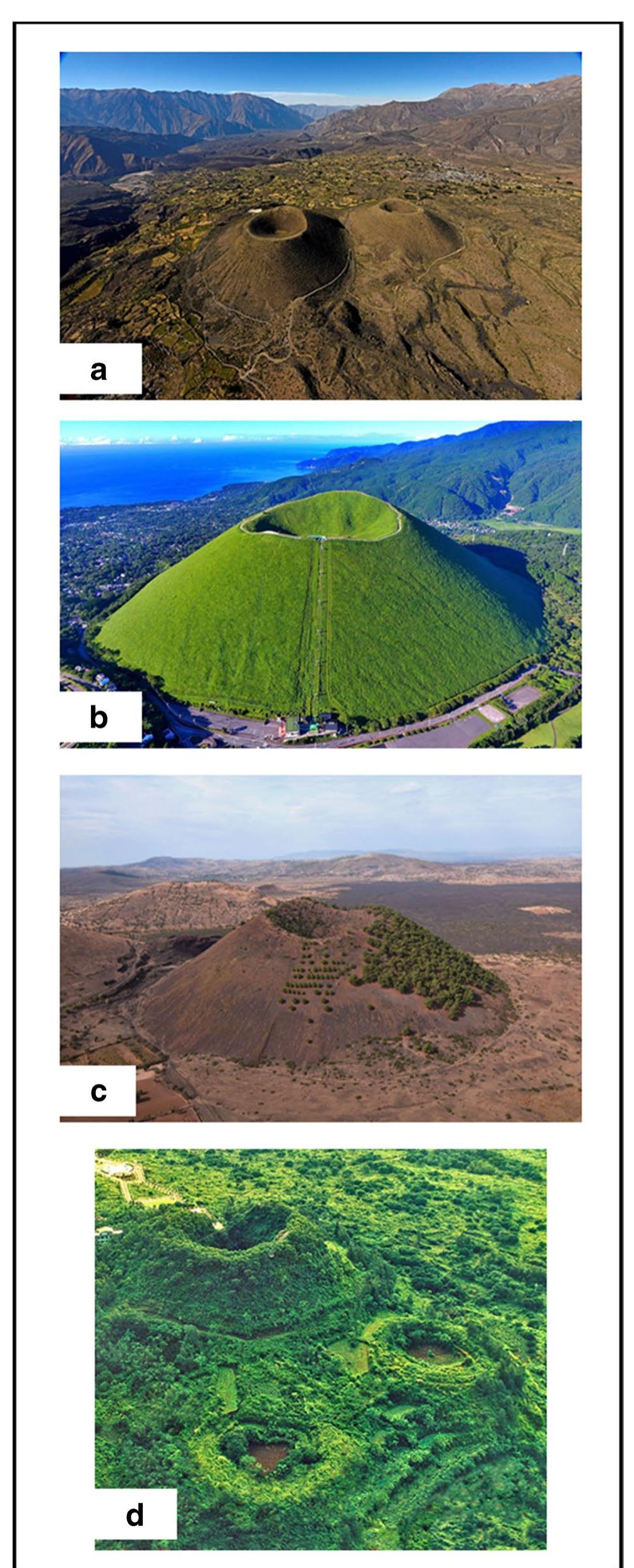 Examples of volcanic landforms recognized as geoparks by
