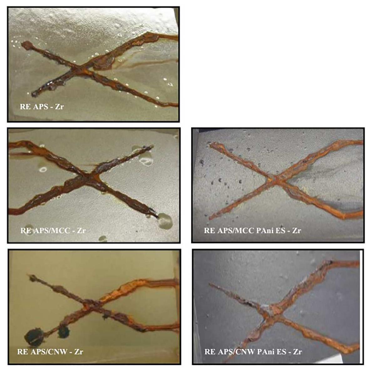 Appearance of swelling and corrosion products from the
