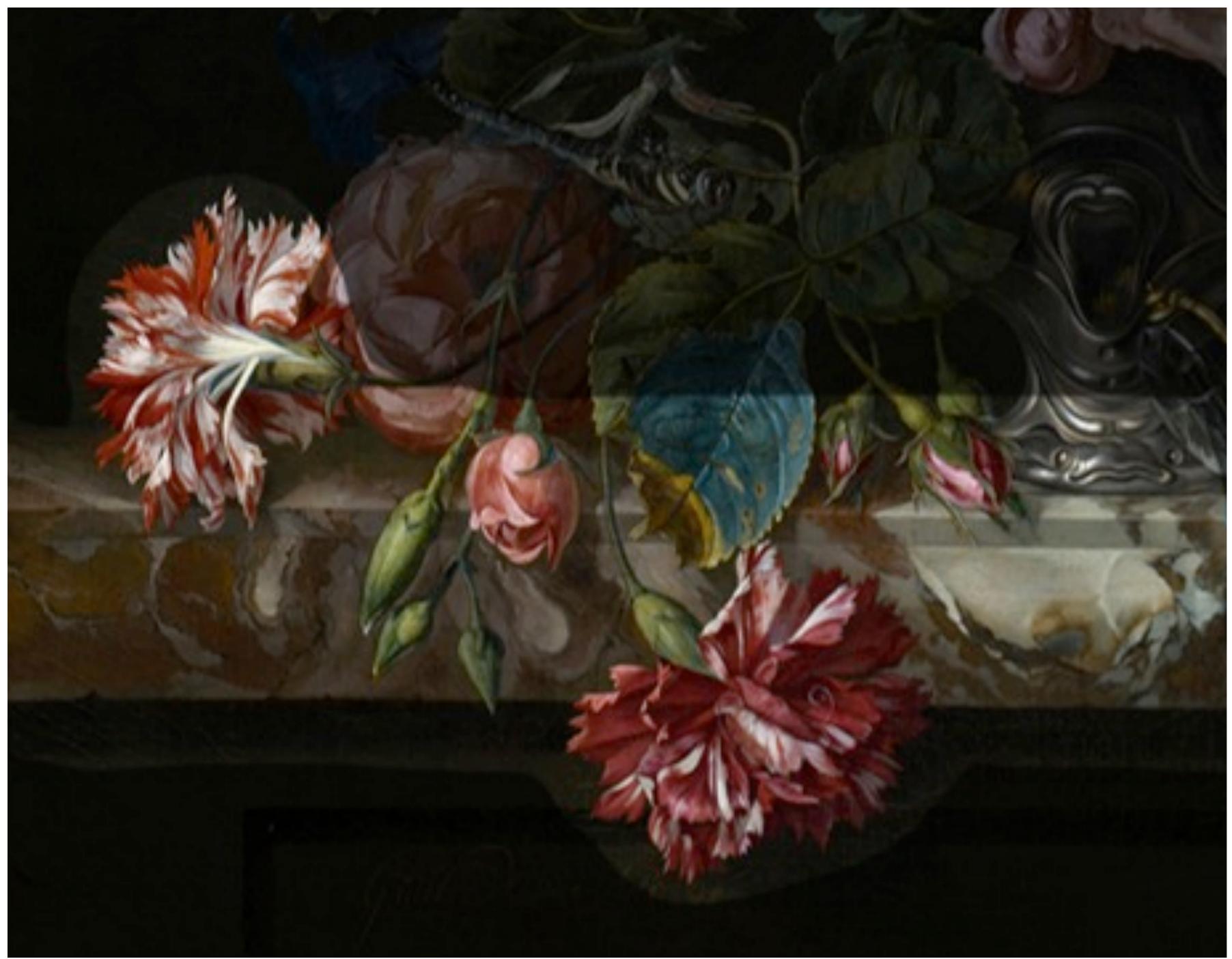 Willem van aelst, flower still life with a timepiece, 1663,