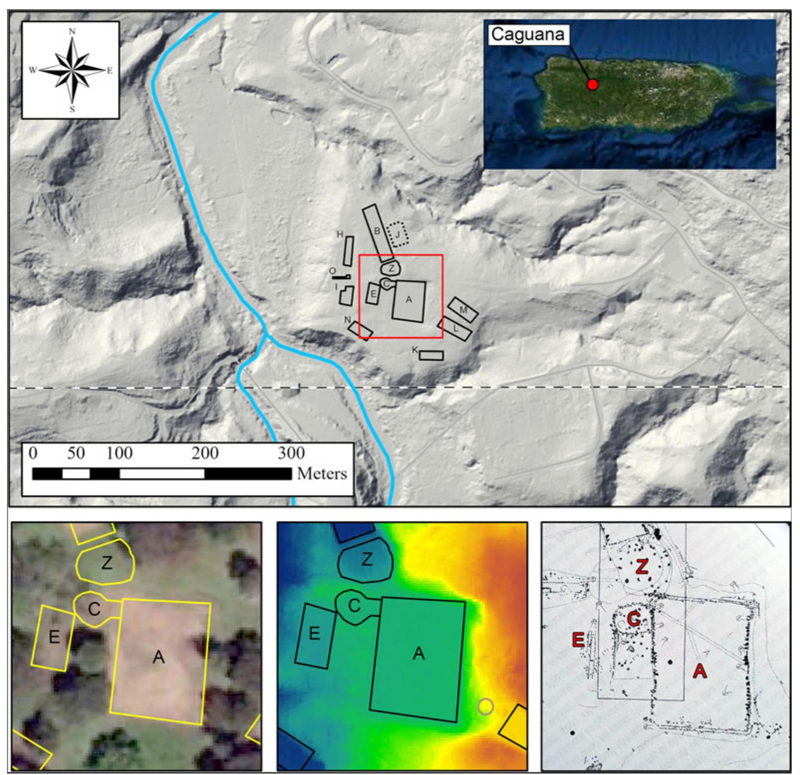 Overview of caguana complex and types of data analyzed.