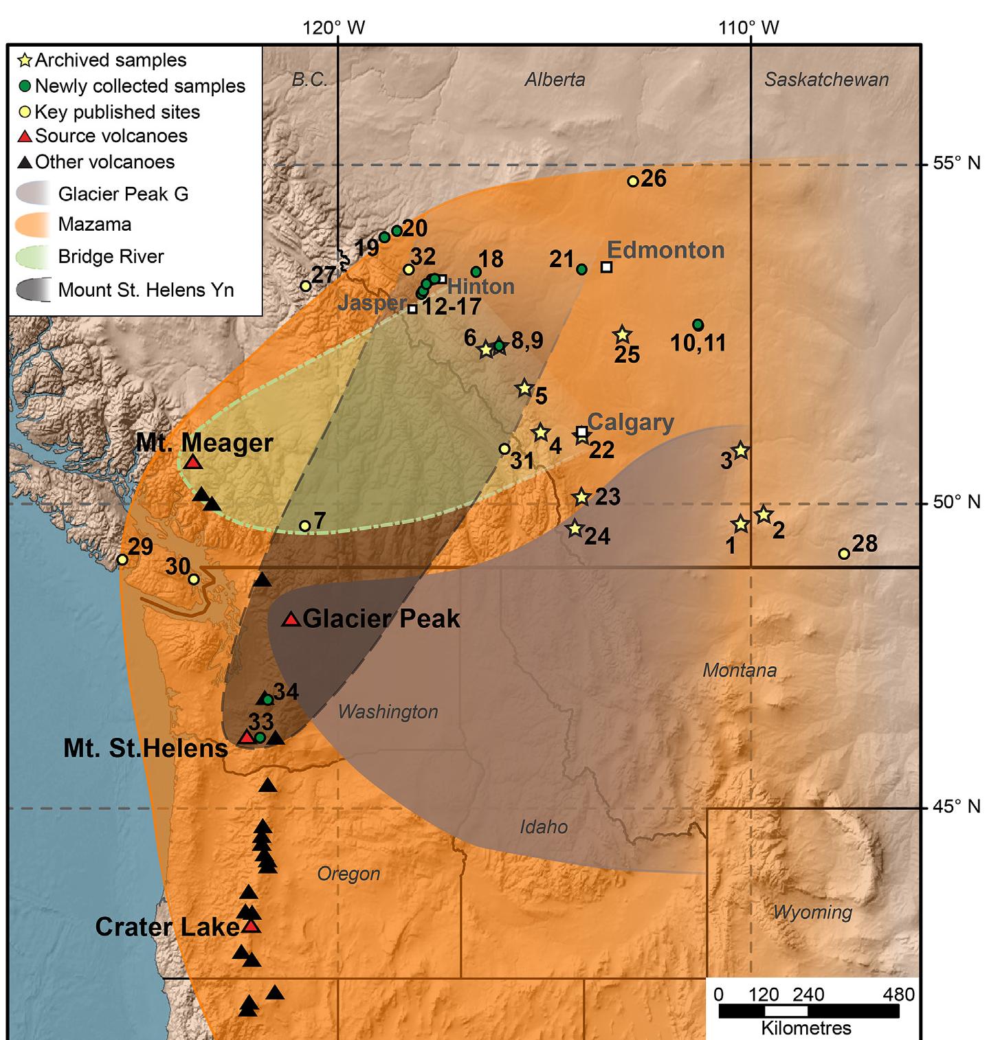 Location of sites and distribution maps for visible deposits