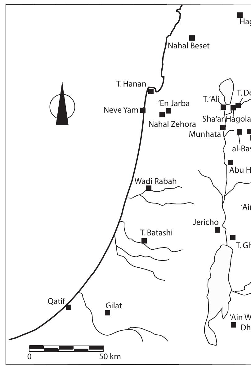 Map of the southern levant, showing the loc« neolithic and