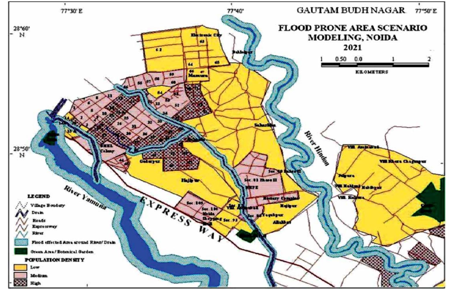 B. flood prone mapping based on scenario modeling for the
