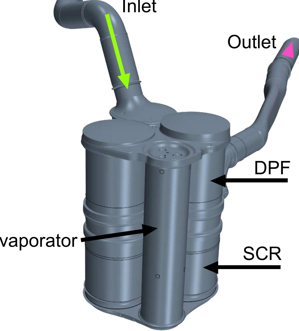 Geometry of the scania large silencer. it consists of an