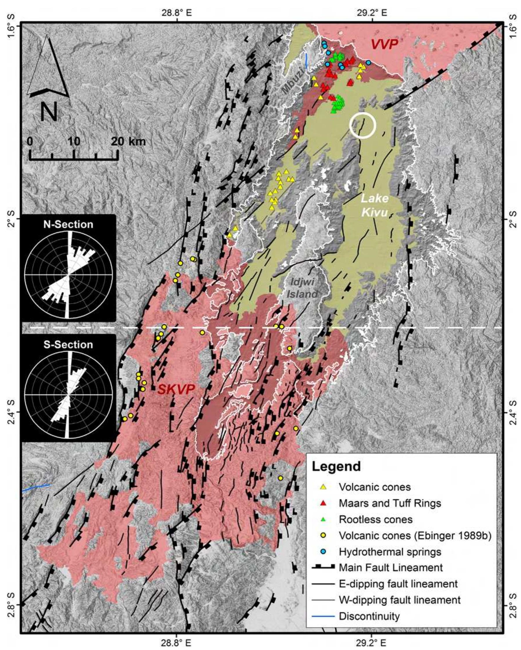 Simplified geological map of the lake kivu basin realized in