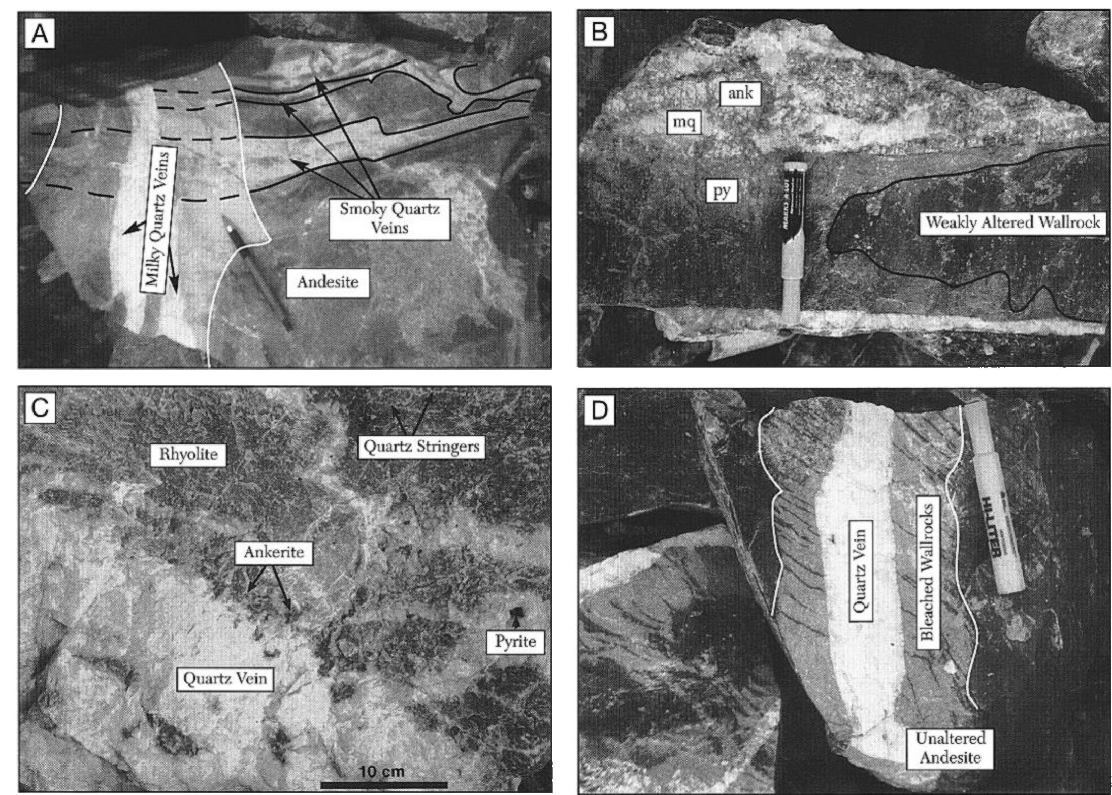 Fic. 11. features of the hydrothermal alteration at omai. a.
