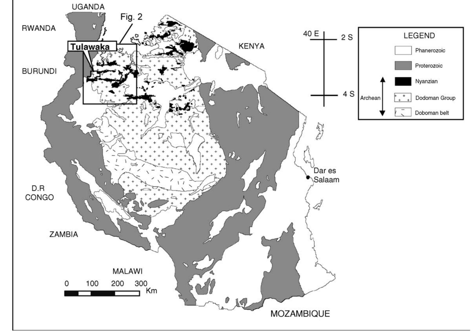 Geological map of tanzania (modified from the mineral