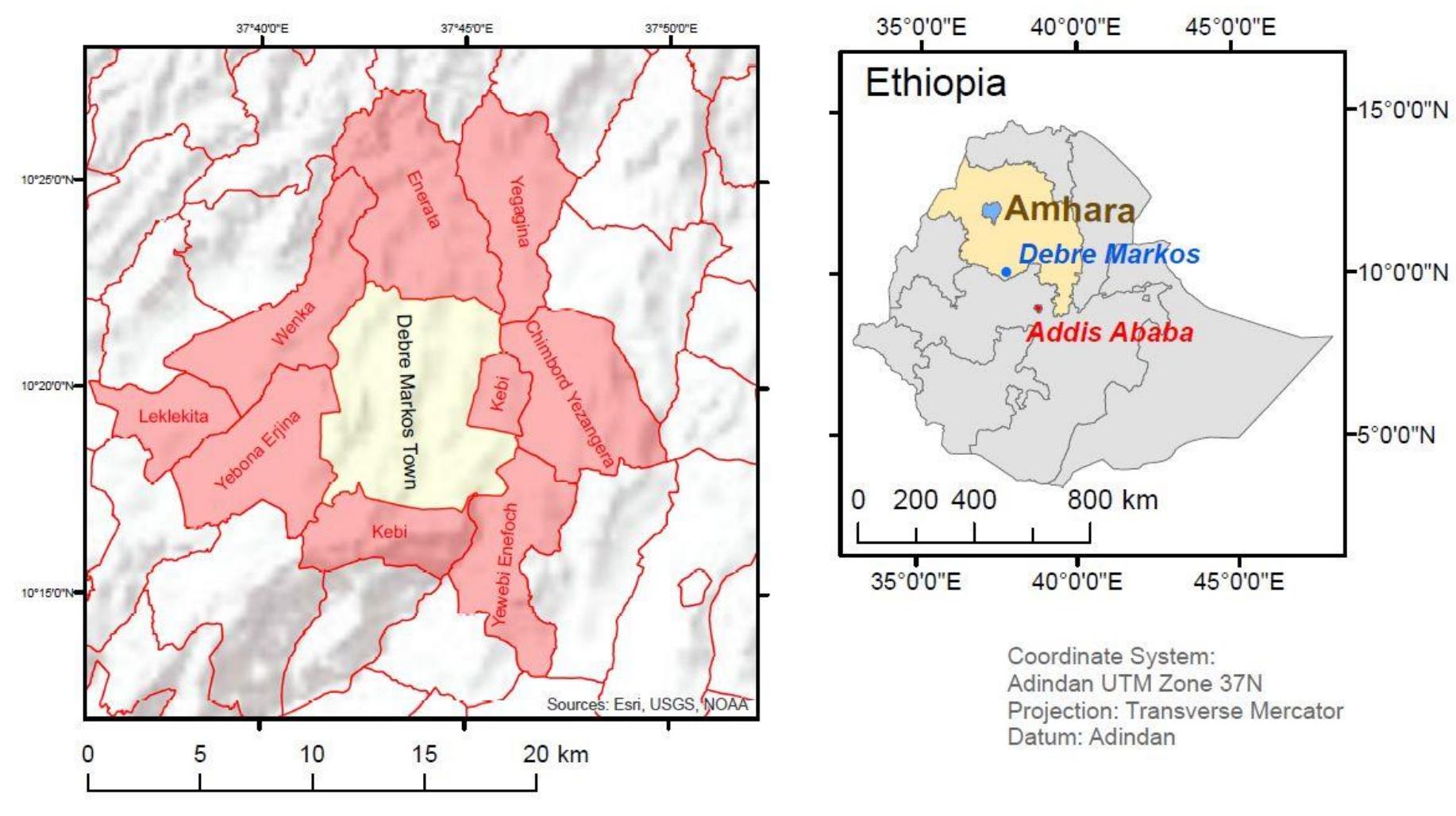 Map of the study areas. the research was conducted in the