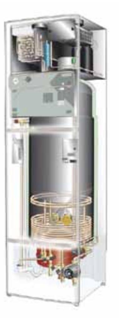 Internal components of a ground source heat pump integrated