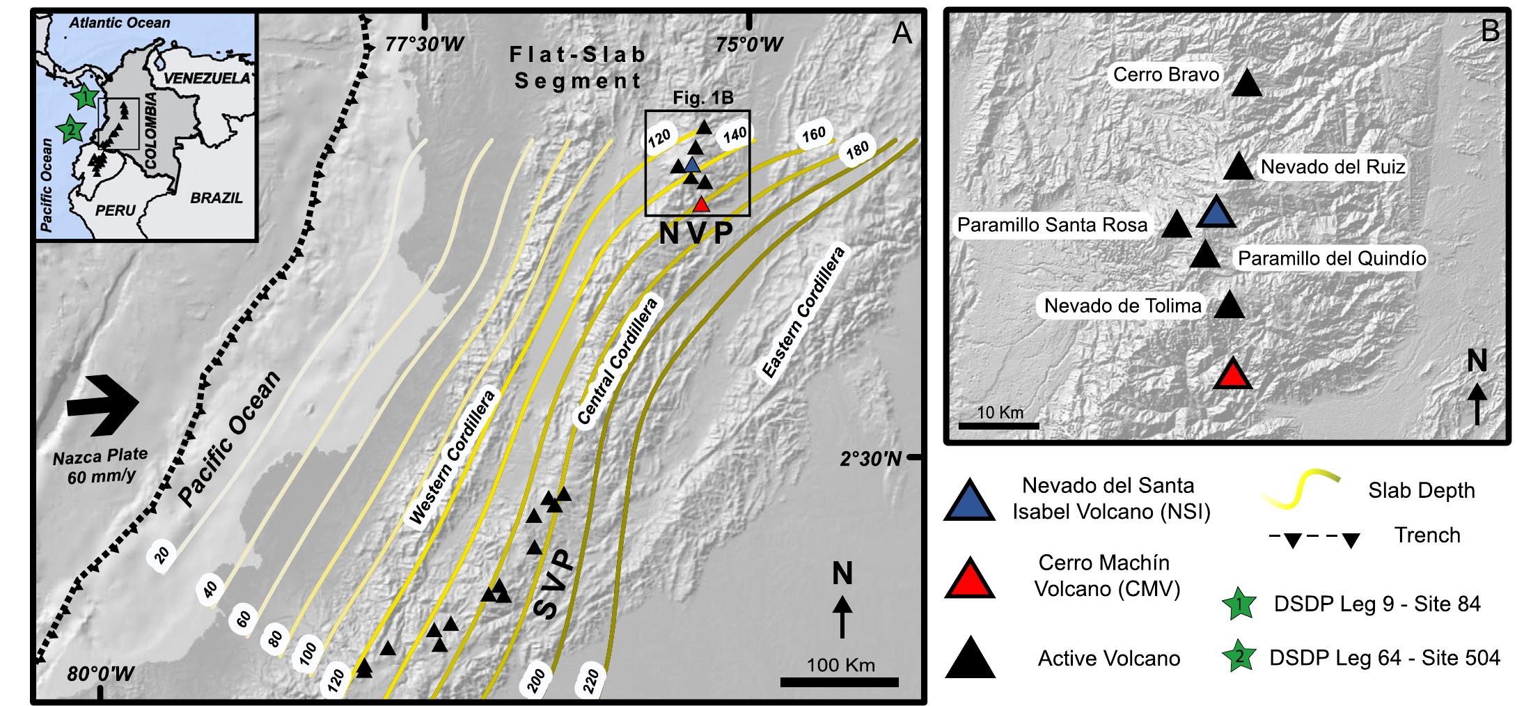 Tectonic map of the northern volcanic zone of colombia and