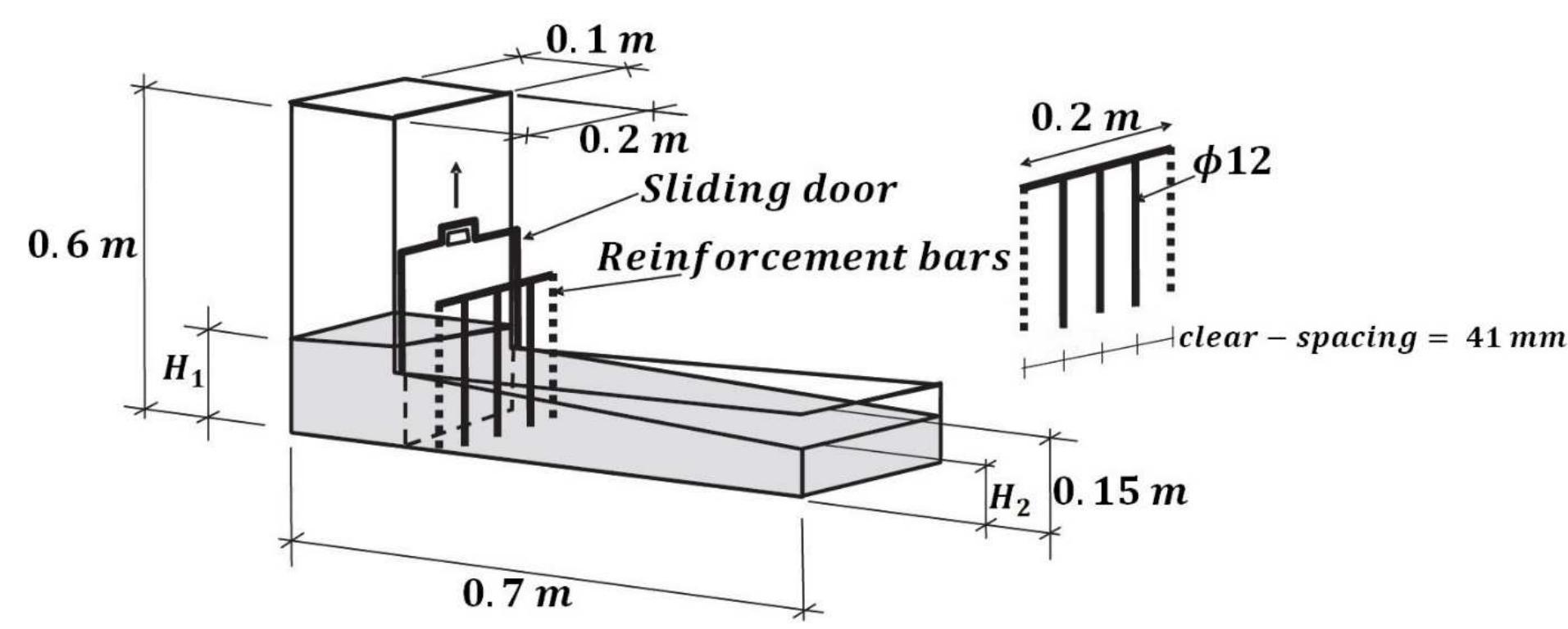 11 schematics of l-box test set-up and reinforcement bars