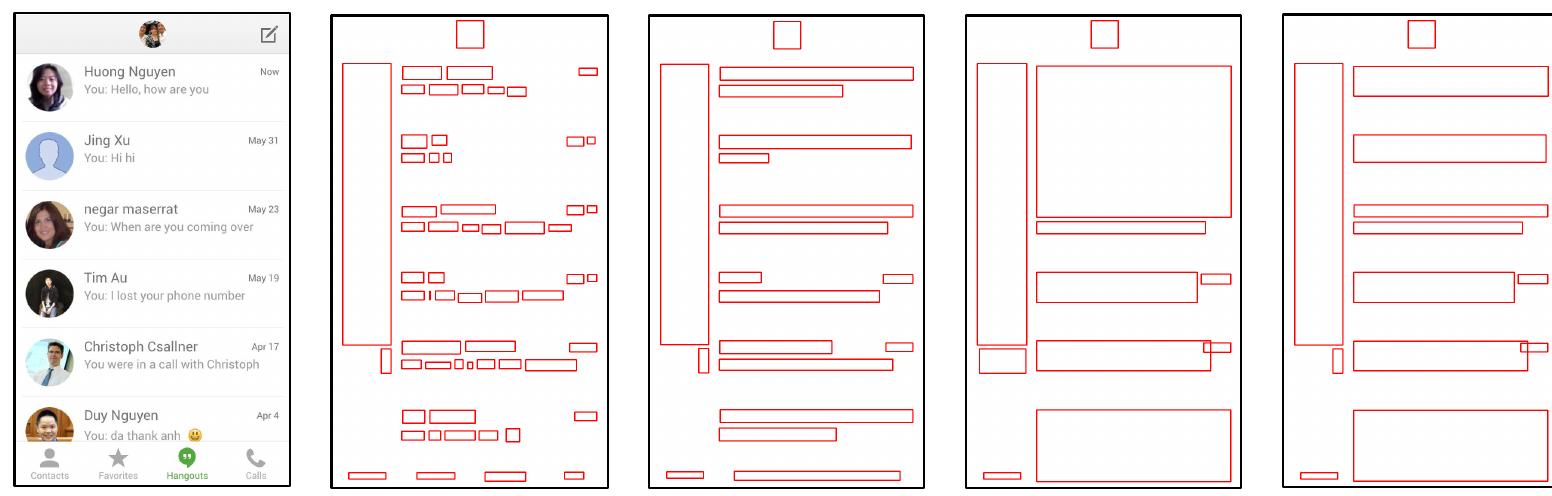 Example ocr performance at various granularity levels. left