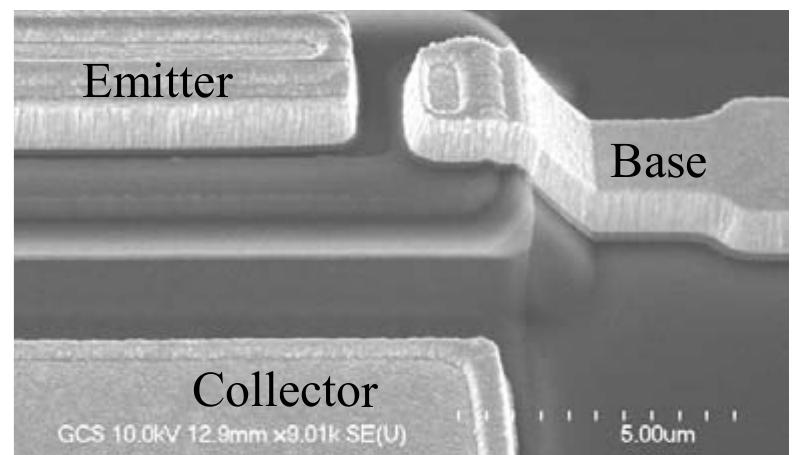 Sem photo of device with 1.6 um emitter width after first