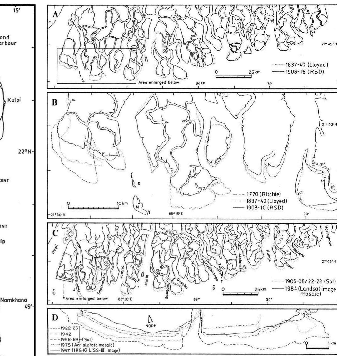 Superposed maps and images of various years connote that the