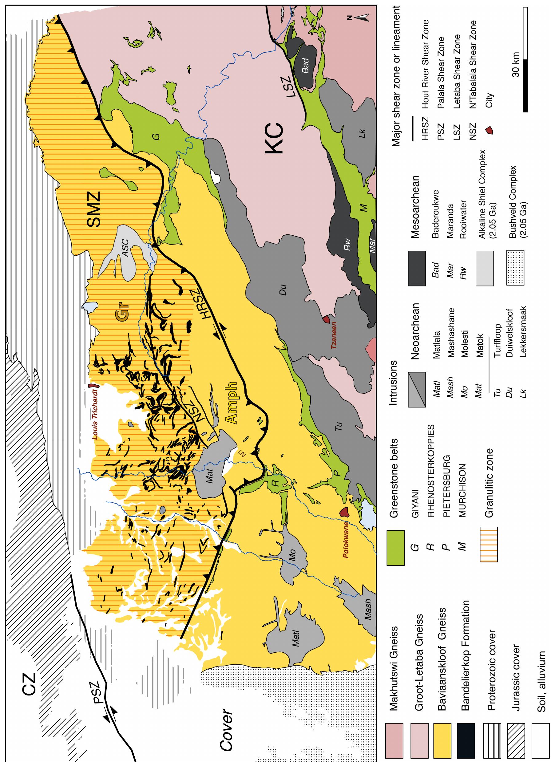 6: detailed map of the southern marginal zone (smz) of the