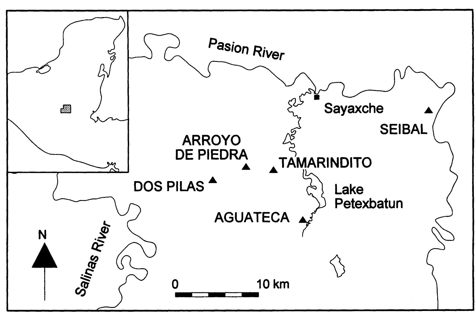 Map of the petexbattin region showing the location of