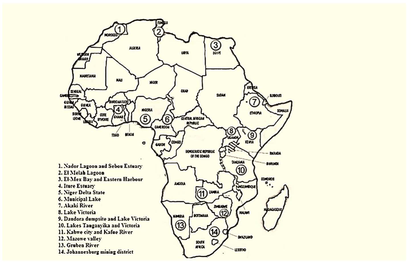 The map of africa map shows the regions where the heaviest