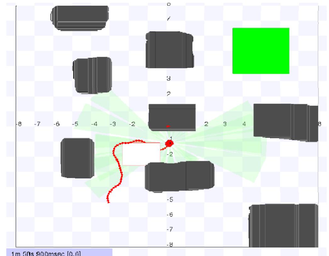 Ae, ae in motion to lawn behavior, robot uses a camera to