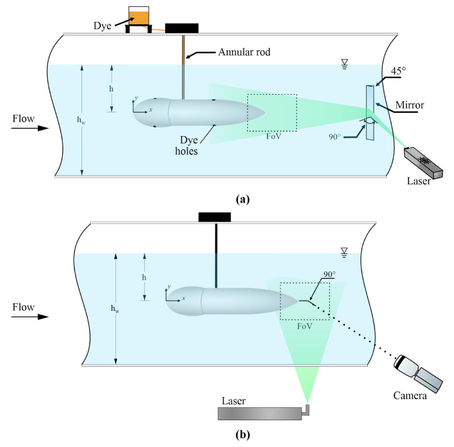 Schematic representation of experiment setup for (a) dye and