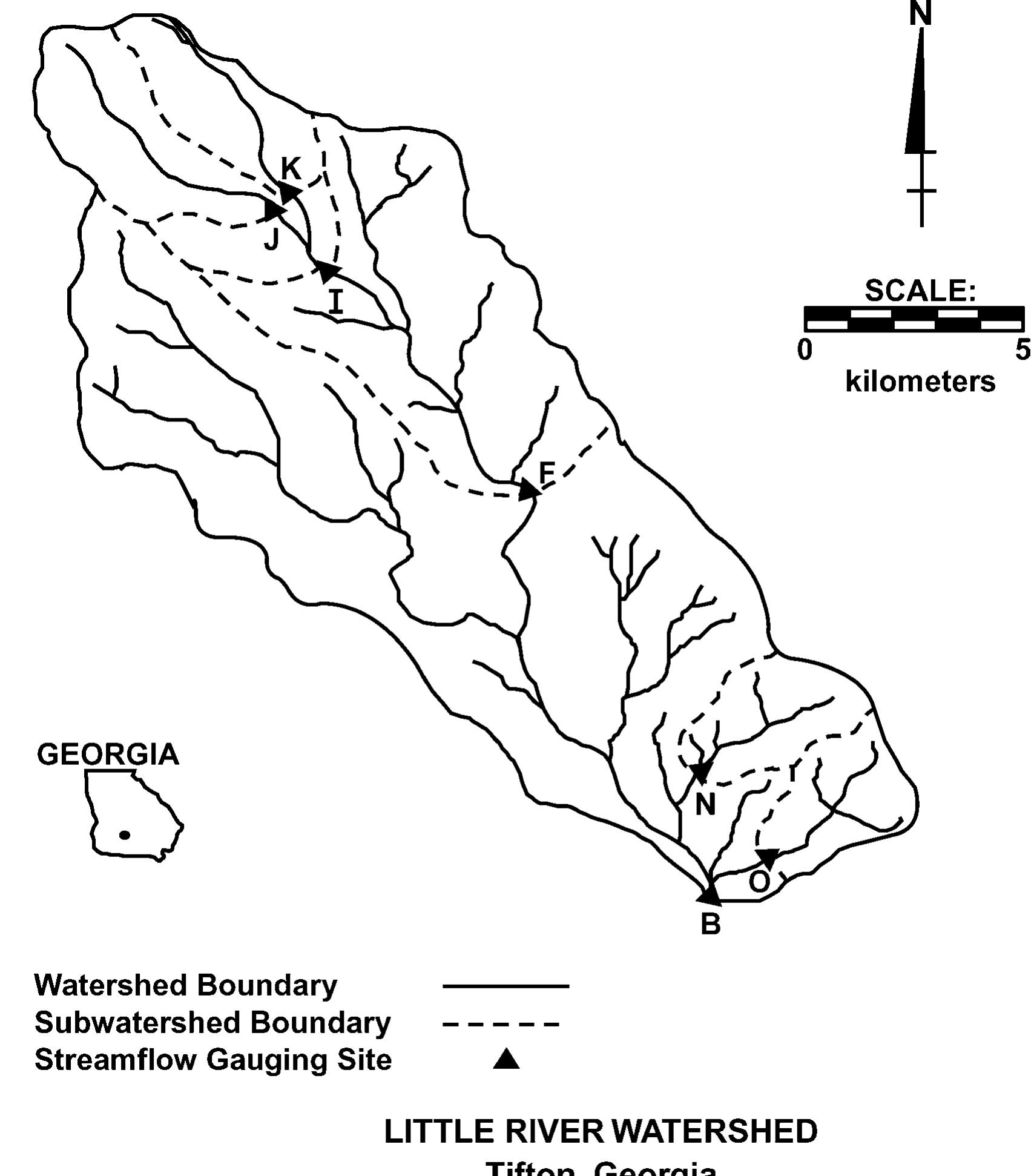 Schematic of little river watershed with subwatershed