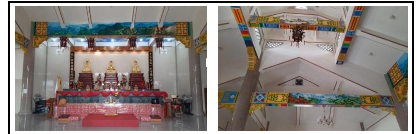 New building of maha dana temple walls, stairs, and several