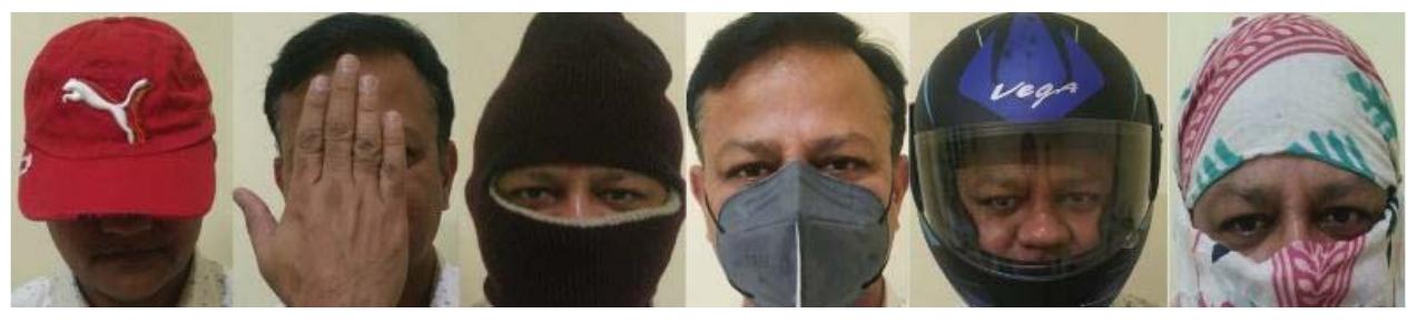 Face occlusion examples people to pass through the security