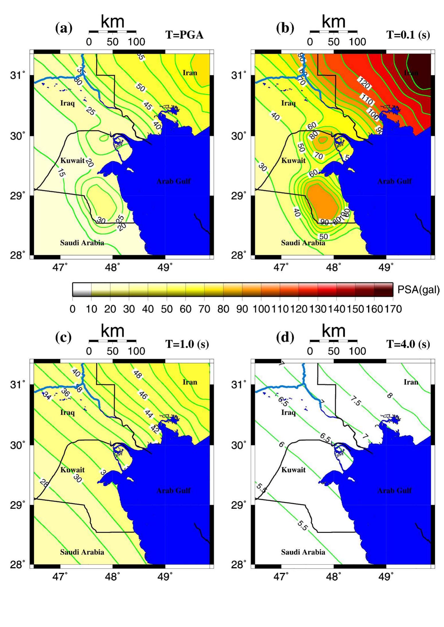 Figure 24 - Seismic hazard maps and spectra deduced for