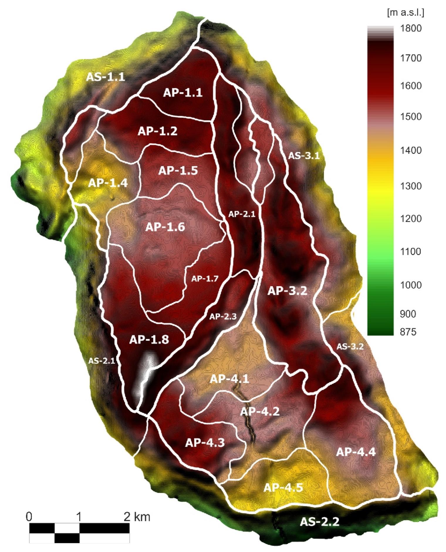 Hypsometric map of the western massif
