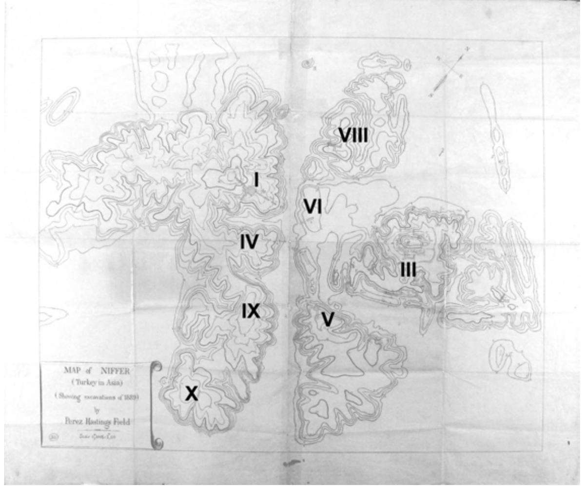 The mounds of nippur as surveyed by perez hastings field,