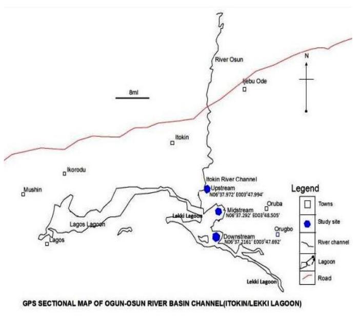 Geographic positioning system map of the study section on
