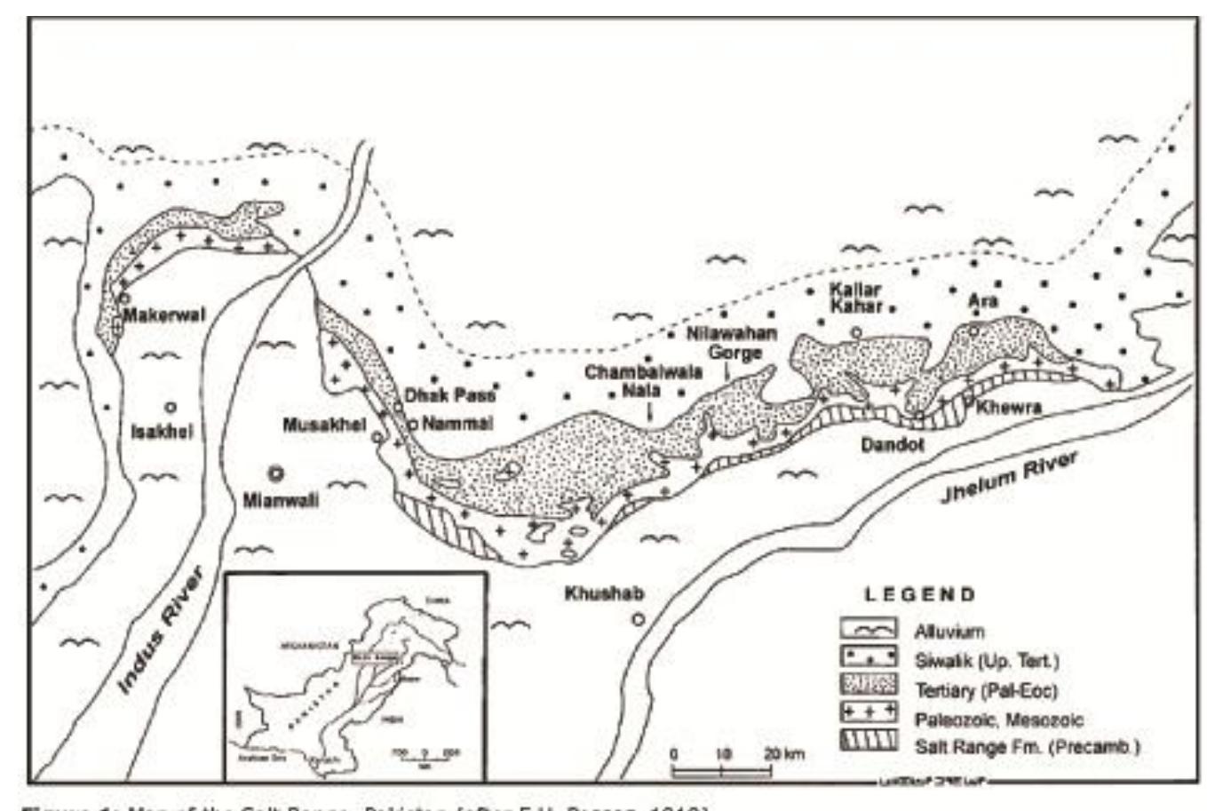 Map of the salt range pakistan (after e. h, pascde, 1919)
