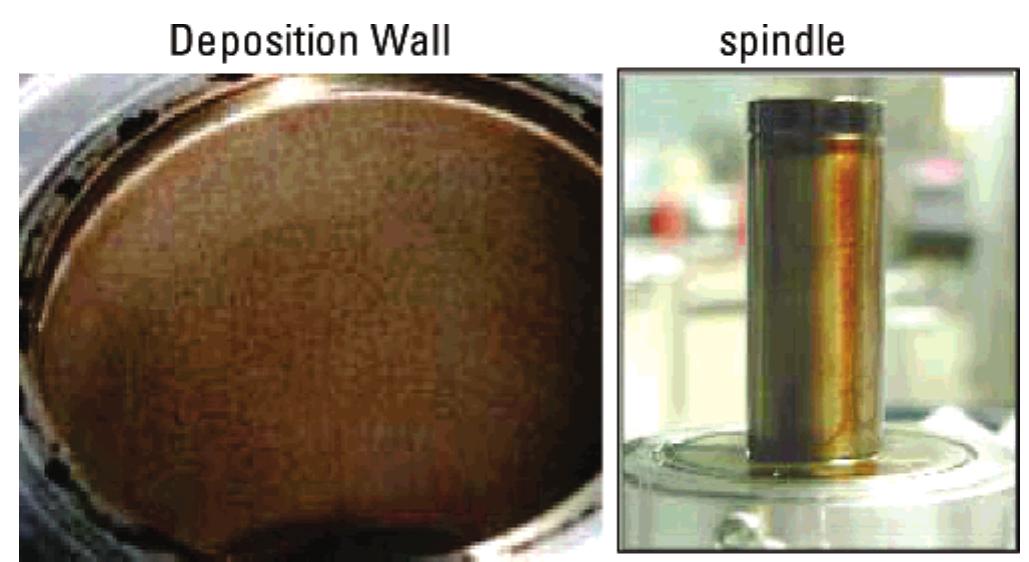 Photographs of osdc deposition wall and spindle following