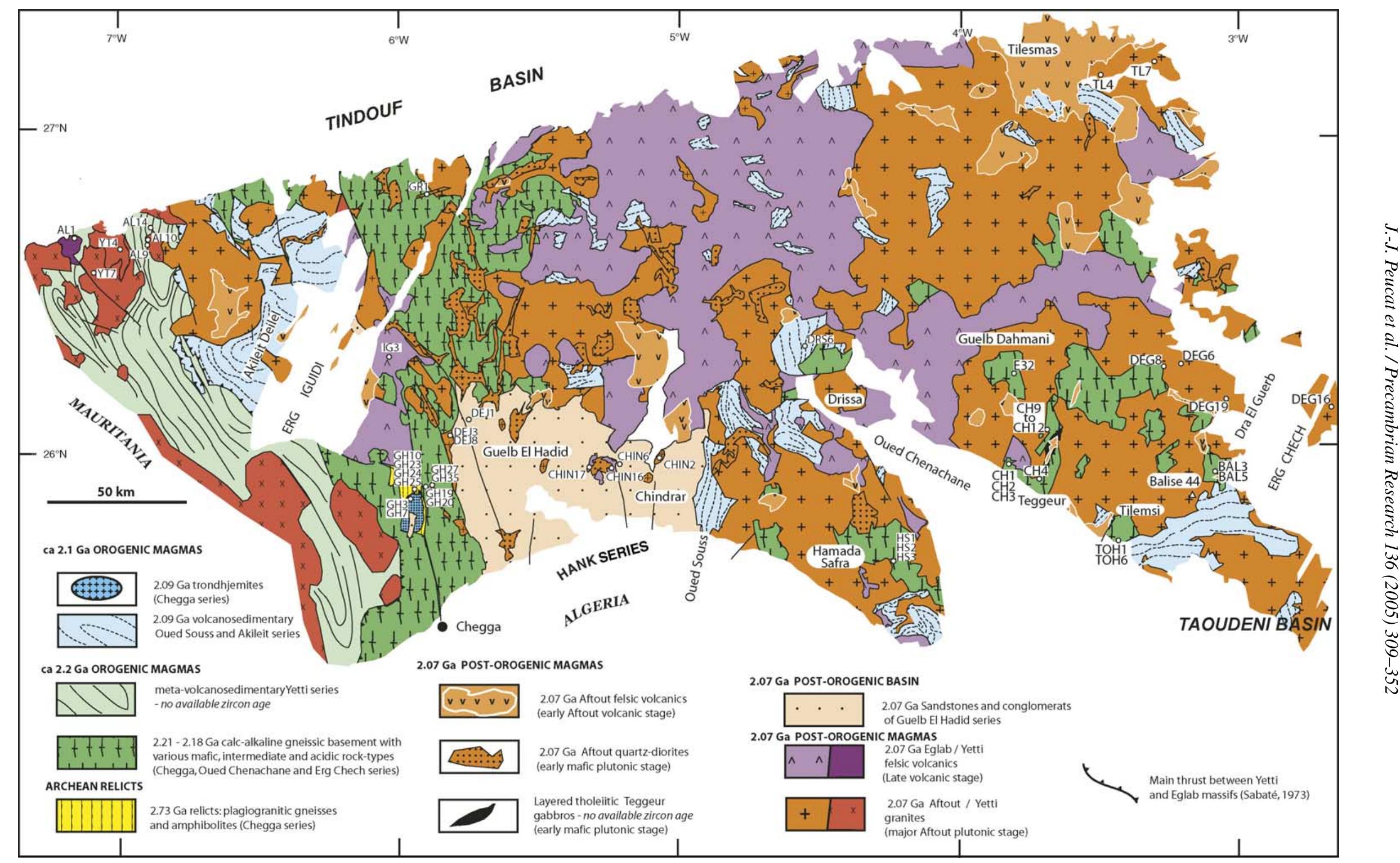 Geological sketch map of the eglab massif and of the eastern