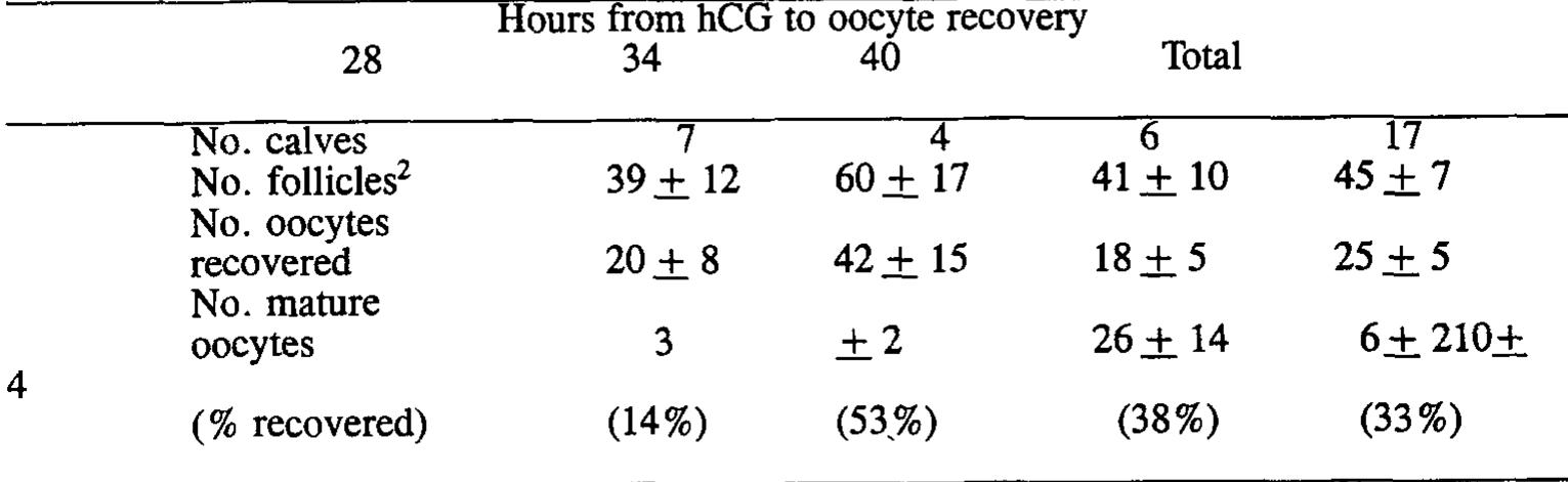 Effect Of Interval Between Hcg Injection And Oocyte Recovery
