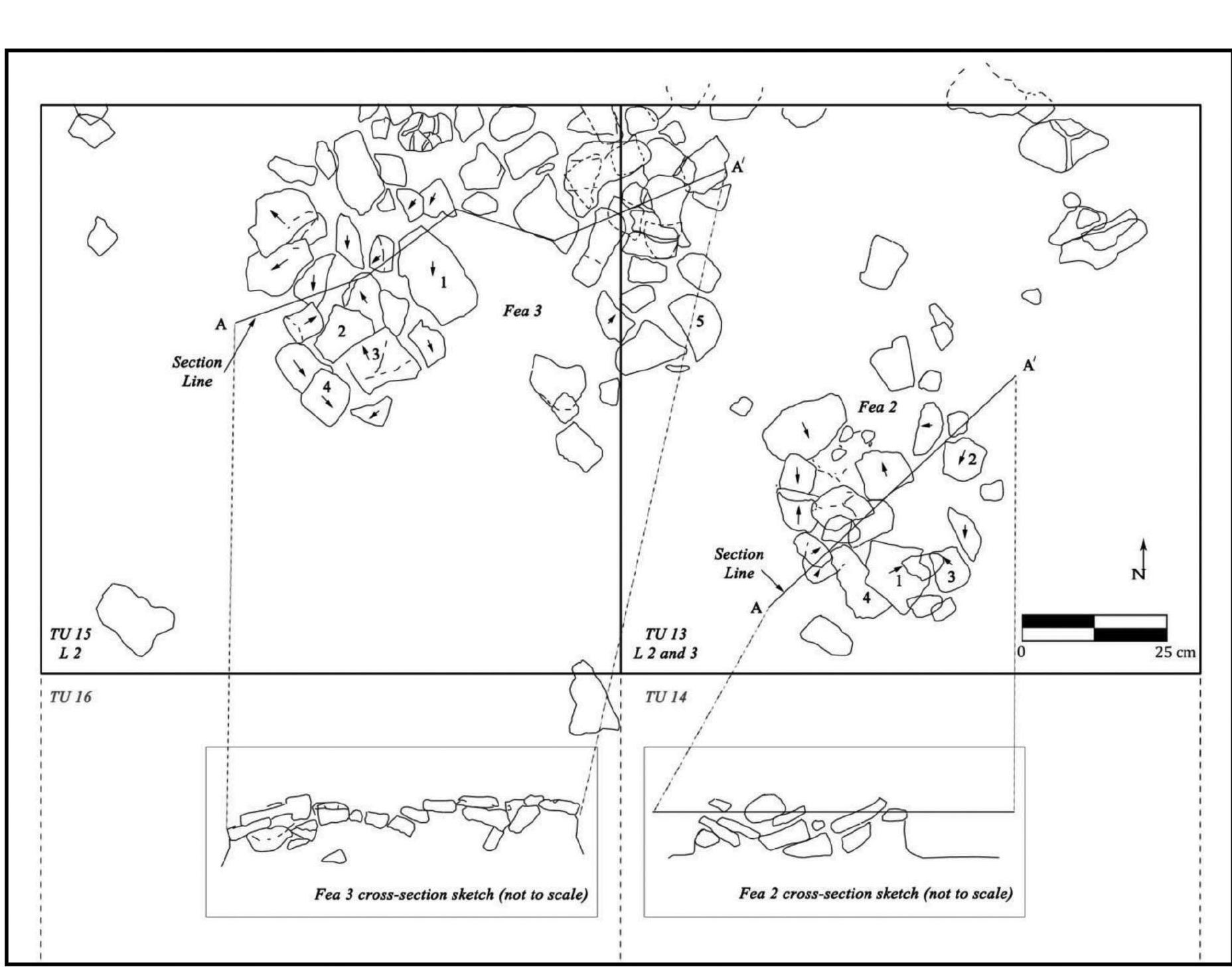 -16. plan views and profiles of features 2 and 3 adjacent to
