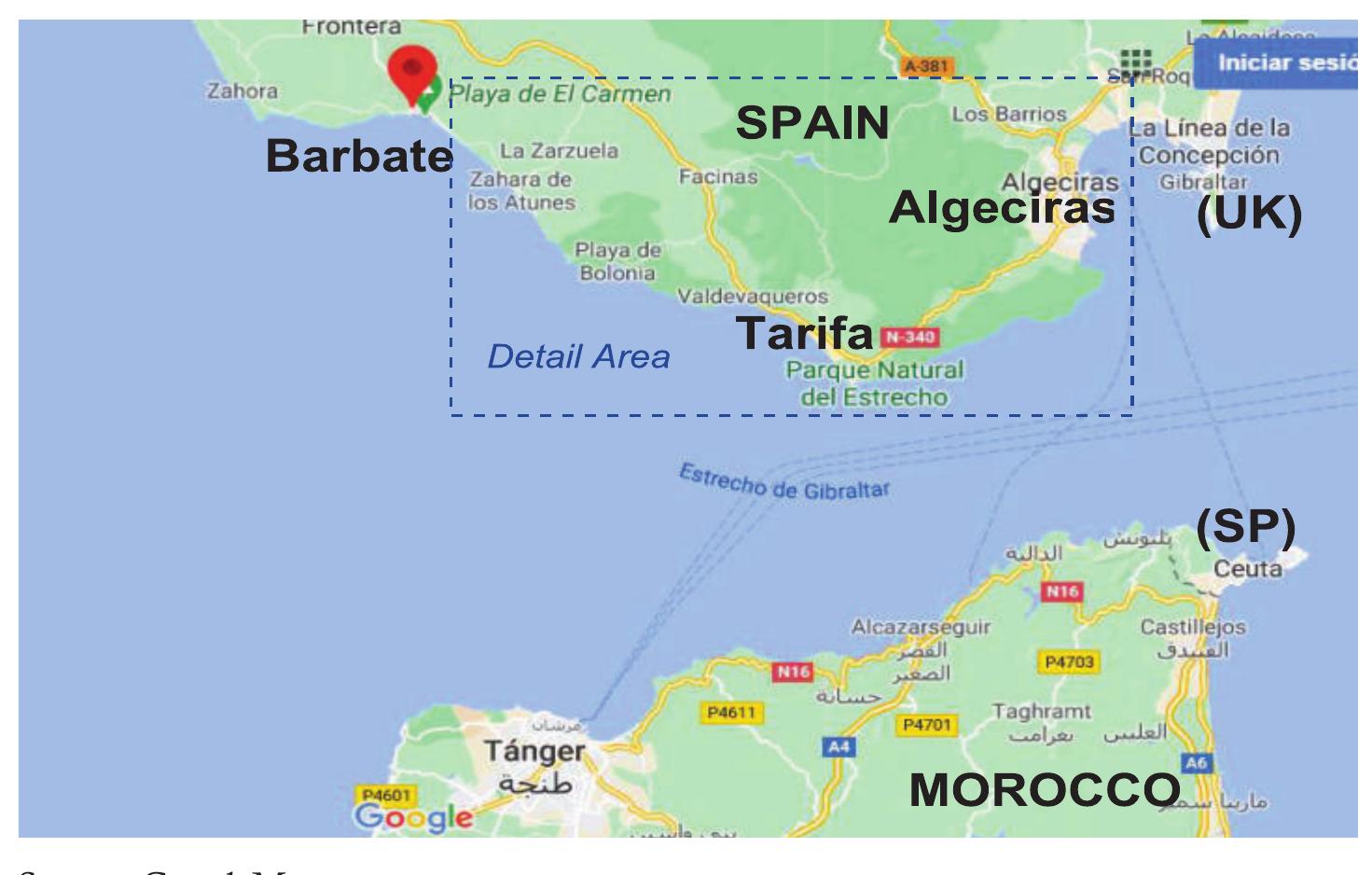 Map of the strait of gibraltar