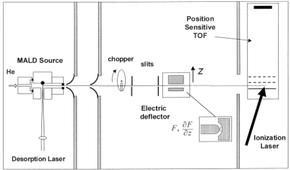 Schematic diagram of the molecular beam deflection time- of