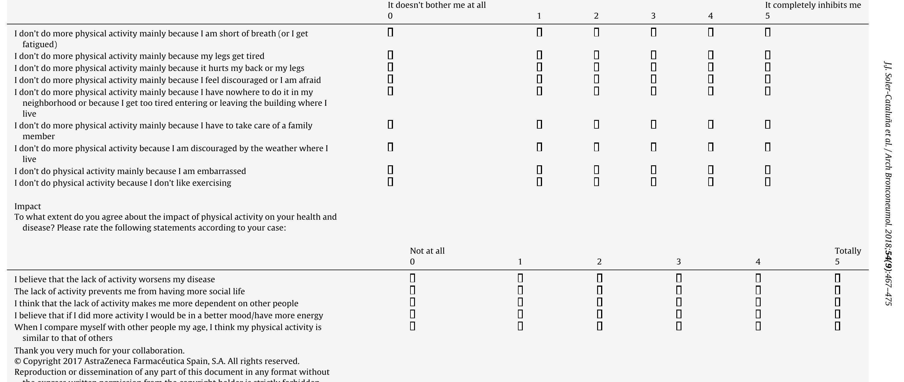 Table 3 - Creation of the SAQ-COPD Questionnaire to