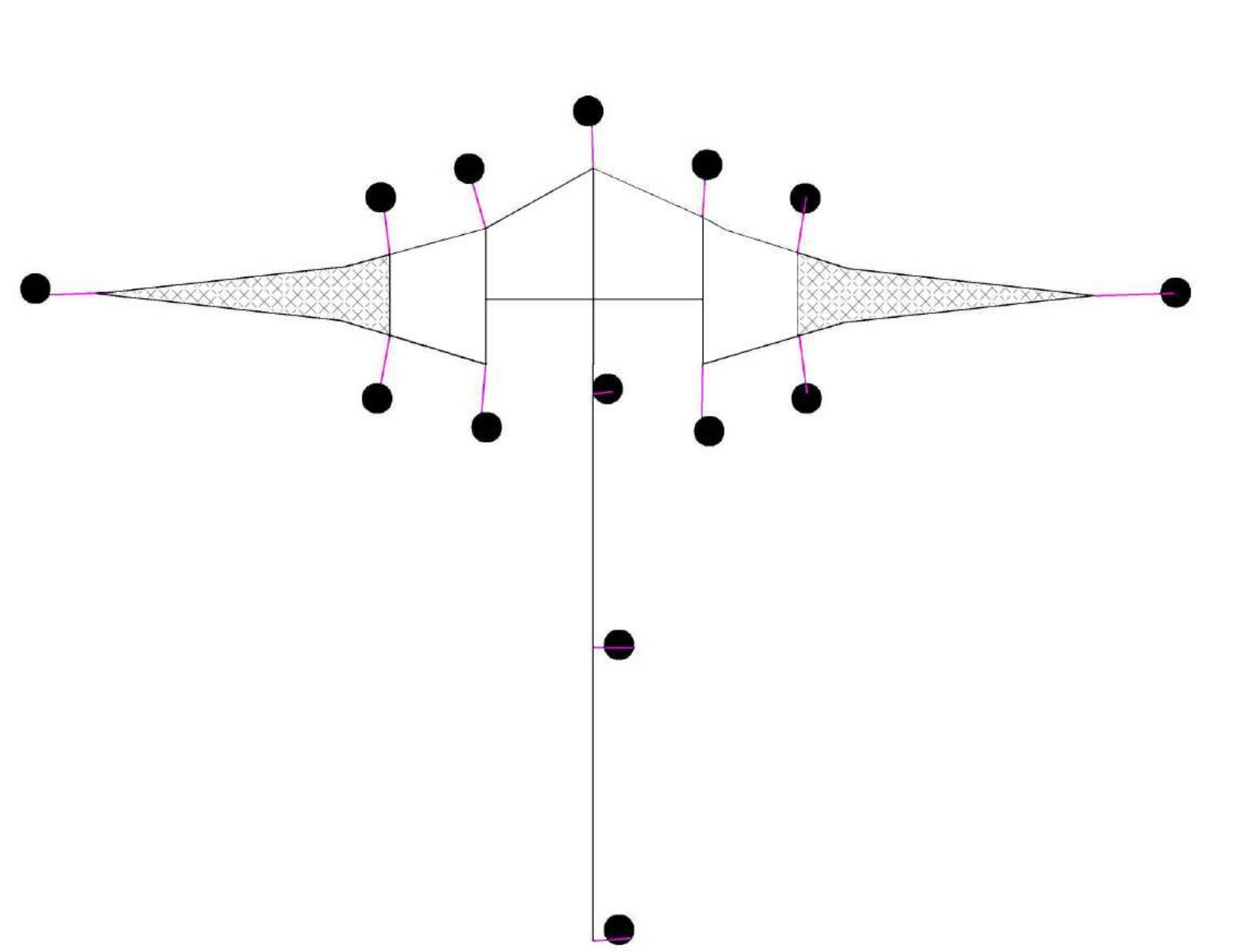 Top view drawing of a typical set net in sungai sembilang