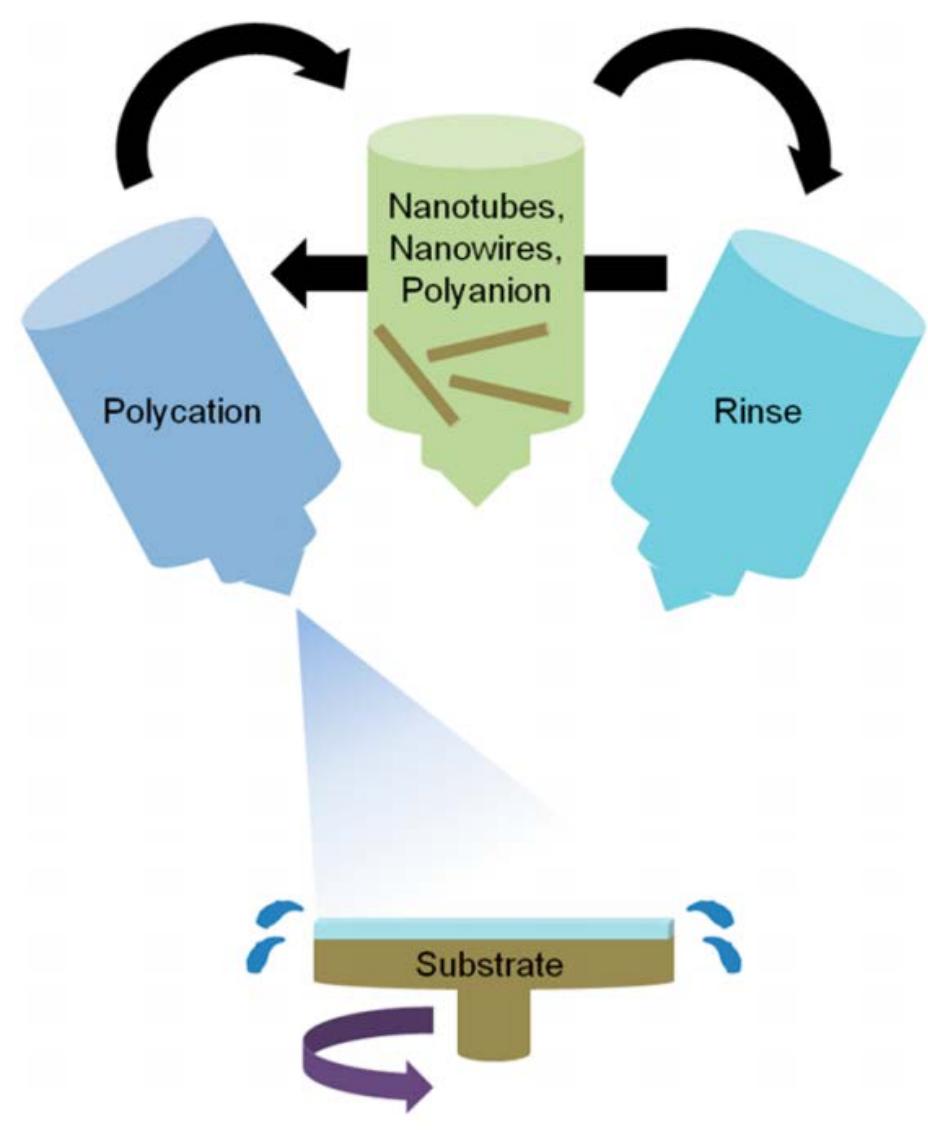 Schematic illustration of spin-spray assembly using