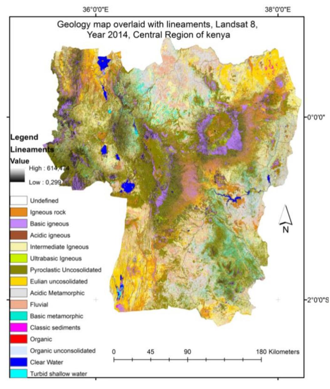 Structural geology map, landsat 8