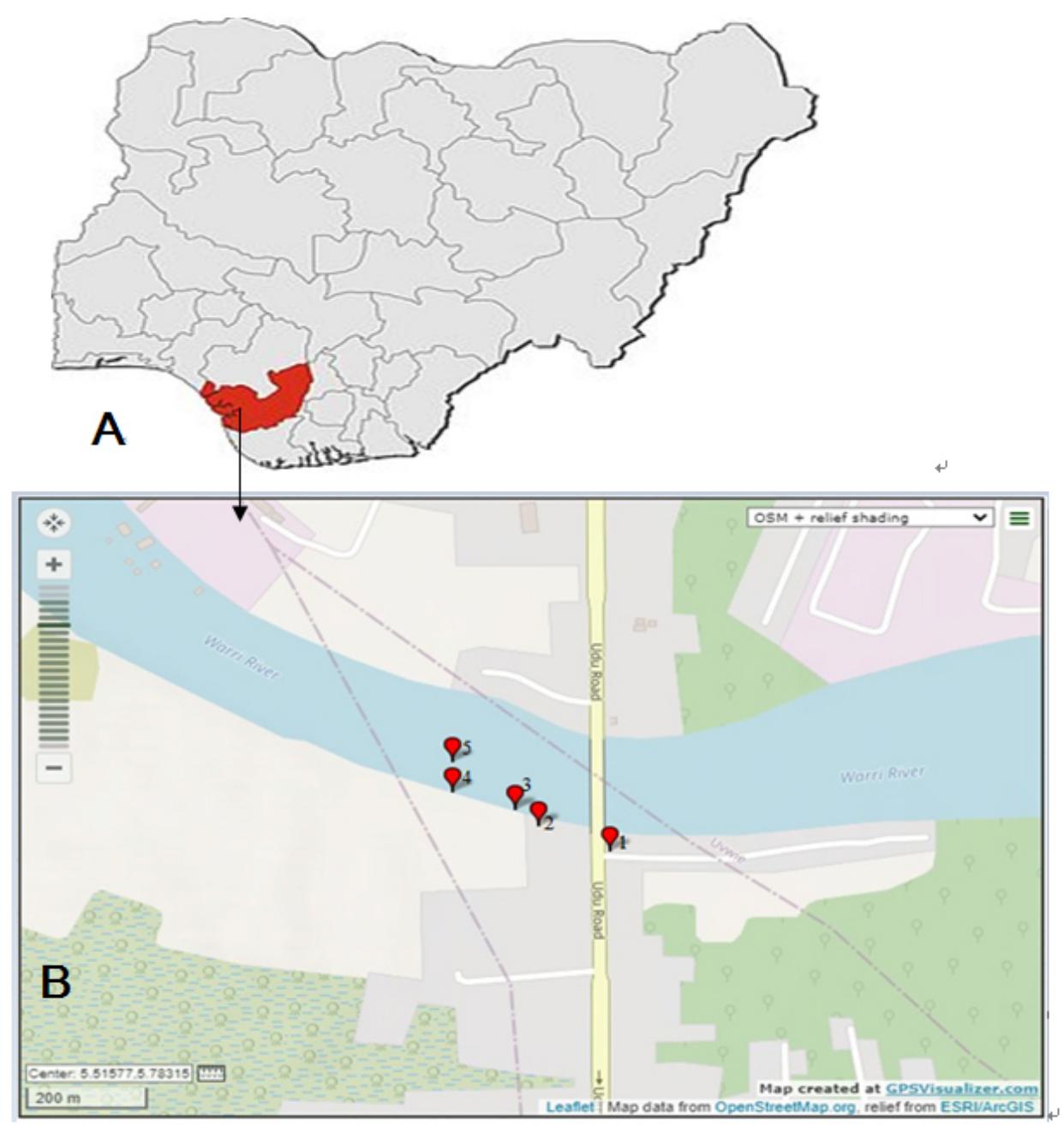 (a) map of nigeria, showing delta state; and (b) map of udu
