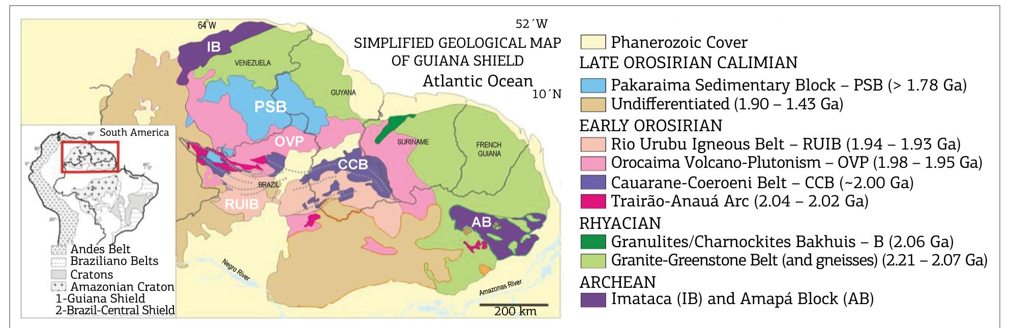 Simplified geological map of the pakaraima sedimentary block