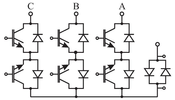 Schematic diagram of the internal layout of the three