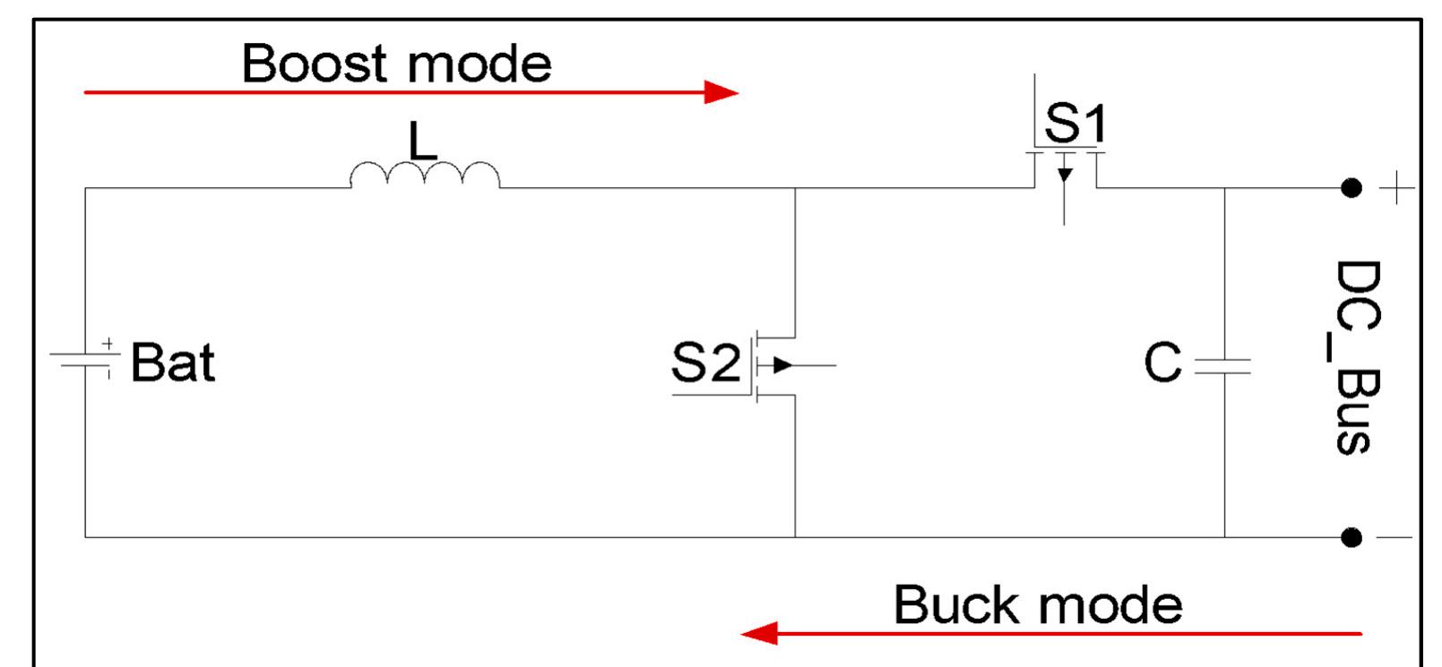 Equivalent bidirectional dc-dc buck-boost converter circuit.