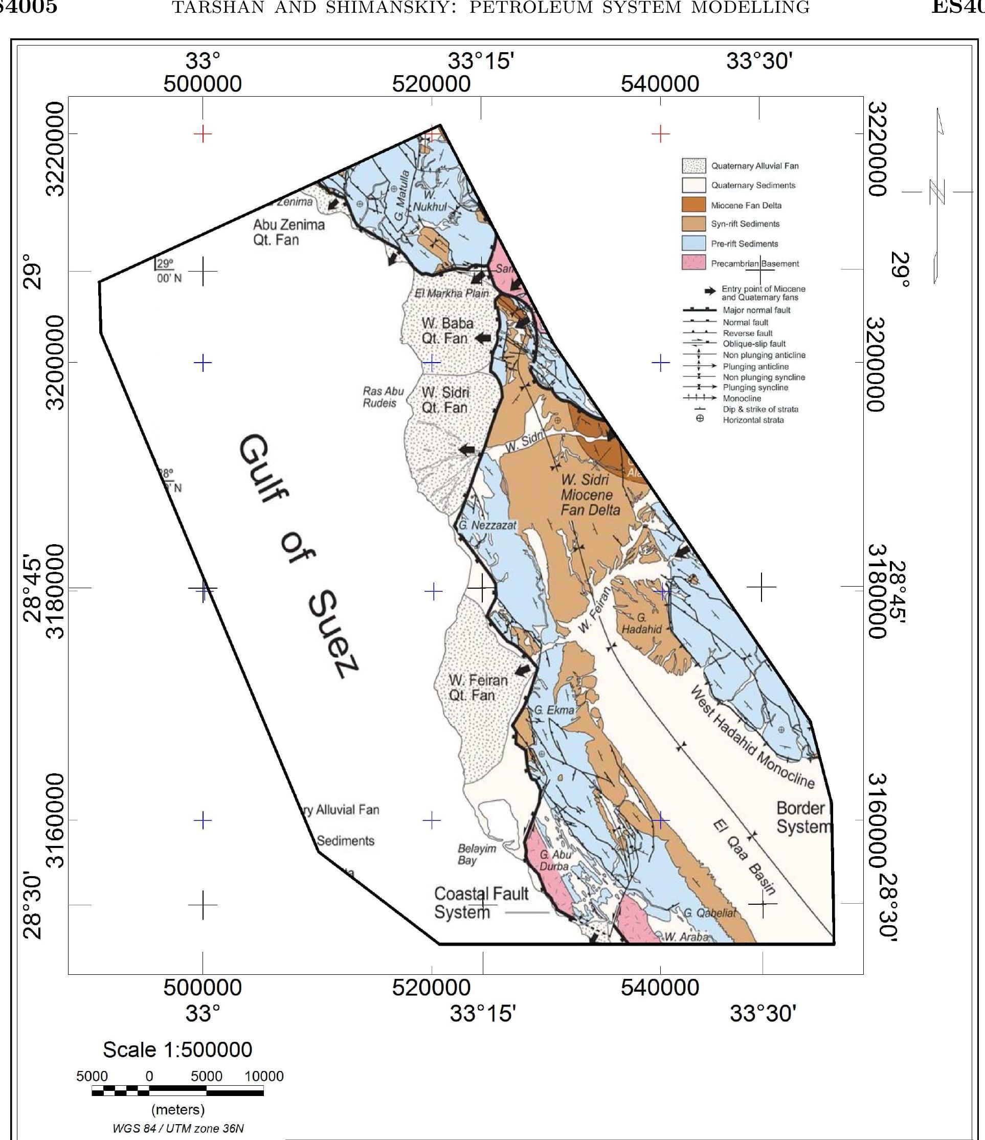 Geological map of the central eastern part of the gulf of
