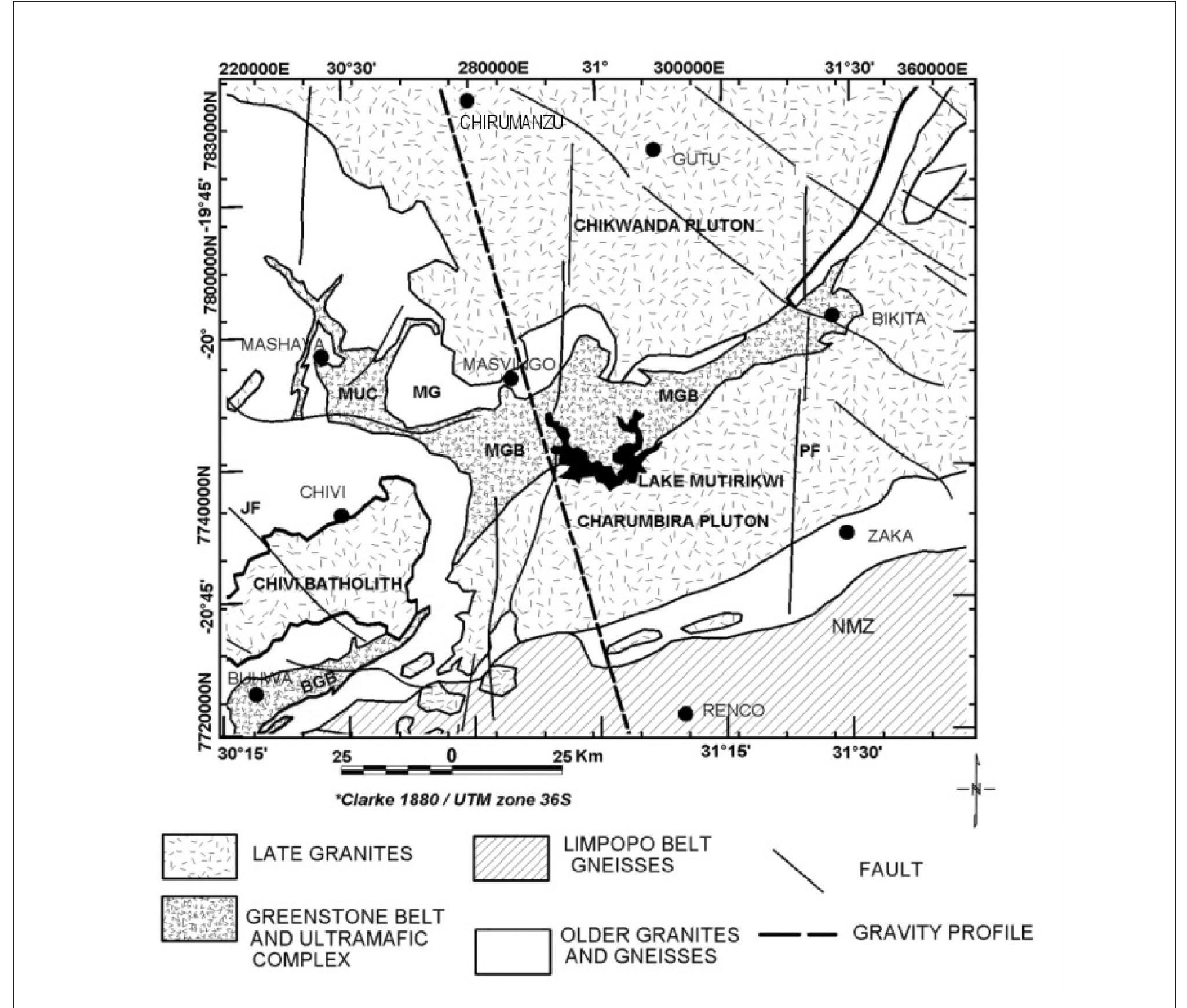 Regional geology map of the masvingo greenstone belt and